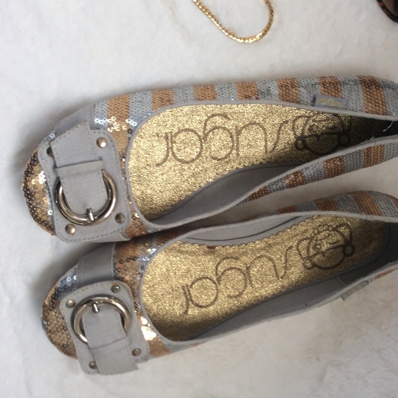 Sugar | Shoes | Gold Silver Sugar Flats | Poshmark